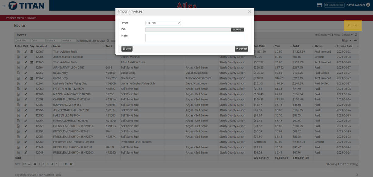 QT Pod/ SiteMinder Importing – Titan Aviation Fuels