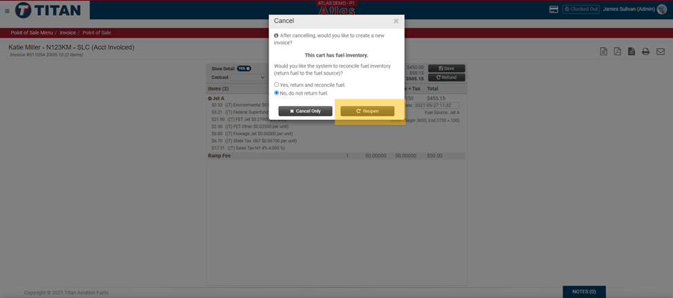 Editing/Canceling Invoices with Acct Invoiced Status – Titan Aviation Fuels