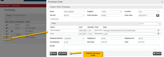 Adding and Submitting a New Purchase Order – Titan Aviation Fuels