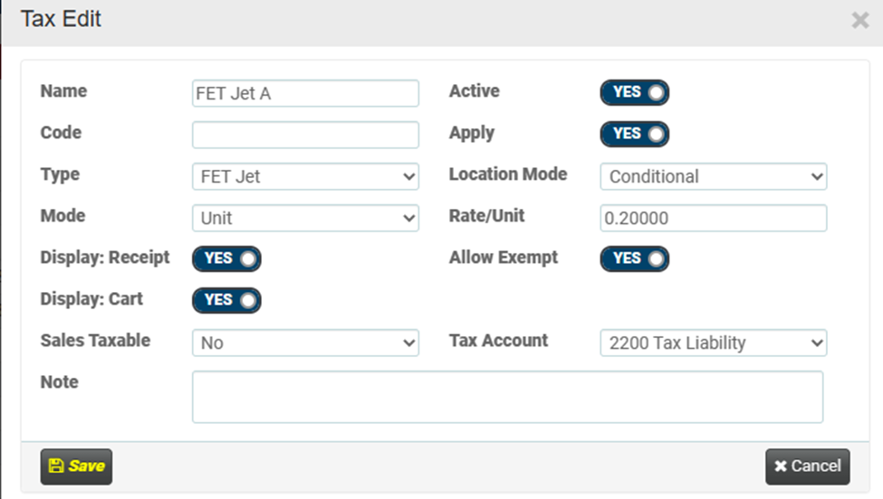 Setting Up Taxes – Titan Aviation Fuels