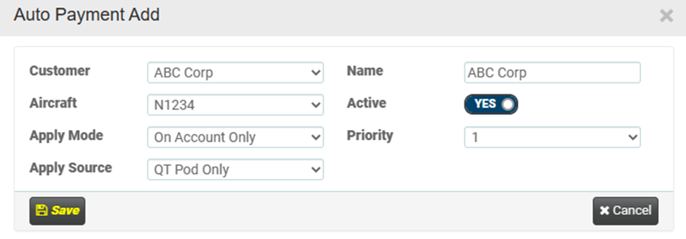 Auto Payments for QT Pod or TCS – Titan Aviation Fuels