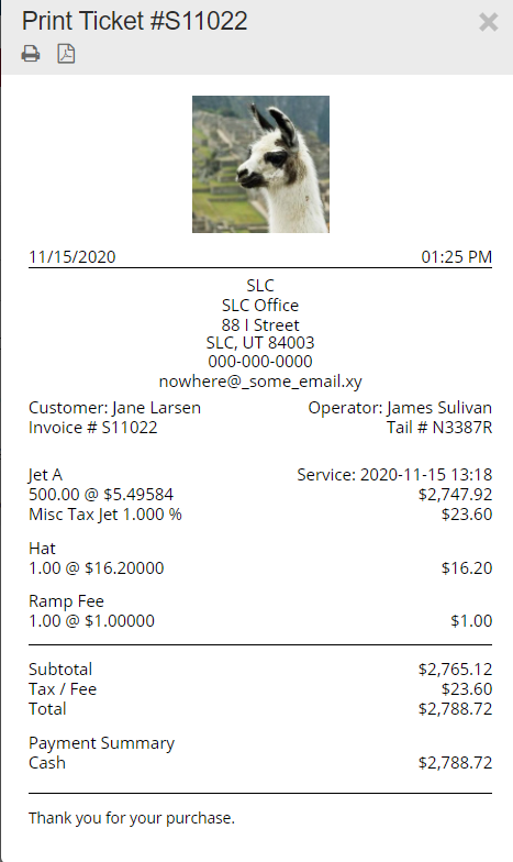 Location Detail: Adding a Receipt Logo – Titan Aviation Fuels