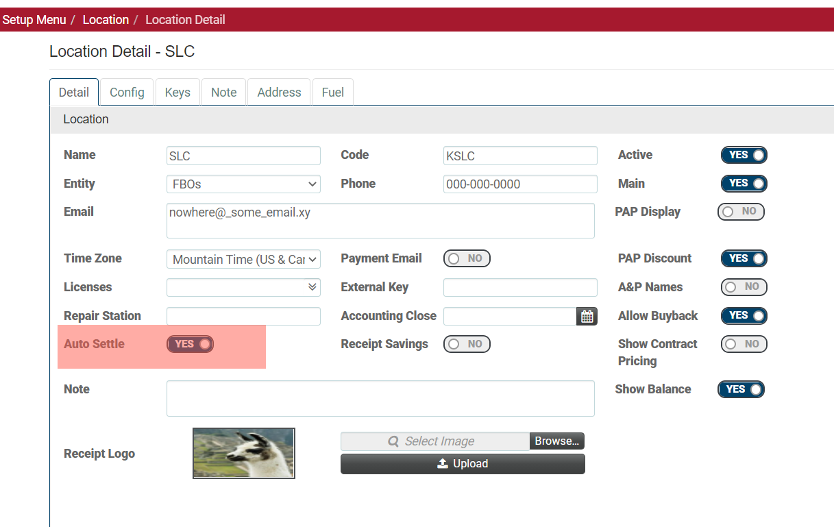 Location Detail: Auto Settle – Titan Aviation Fuels